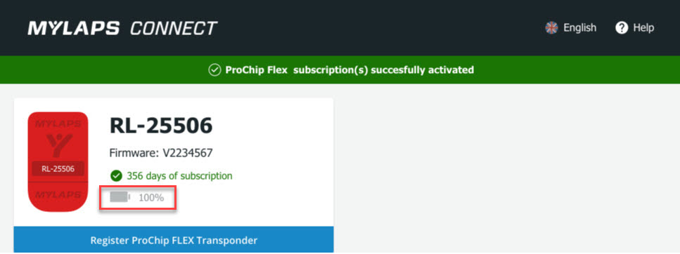 Battery information of the ProChip Flex Transponder